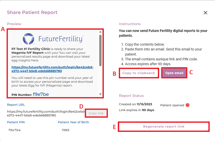 How to Share Patient Report – Future Fertility